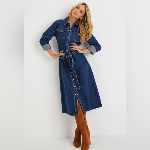 Lulus | Dresses | Nwt Lulus Edgy Instinct Dark Wash Denim Long Sleeve ...